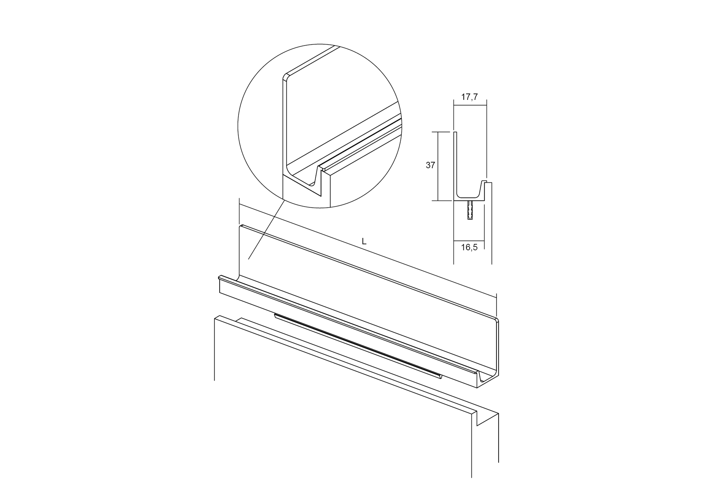 Handle in brushed brass JEY 0127 | Viefe