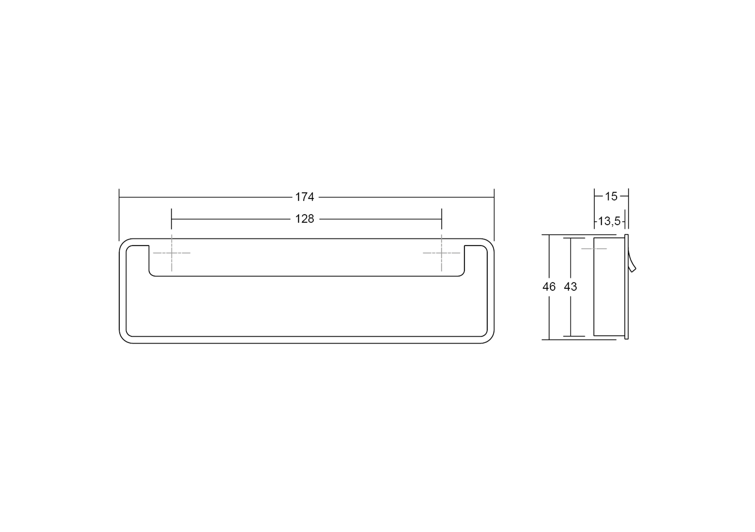 Built-in zamak Handle FOLD 0542 | Viefe