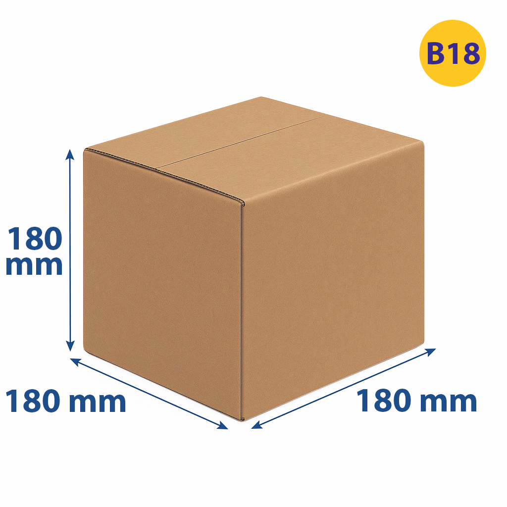 Caja de cartón B18 180x180x180 mm | Exterior en kraft reforzado