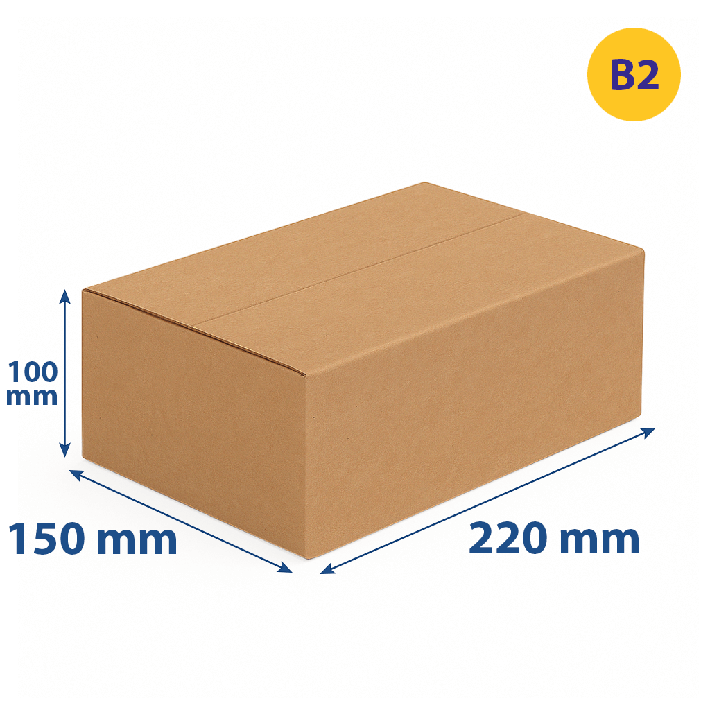 Caja de cartón B2 220x150x100 mm – Exterior en kraft reforzado