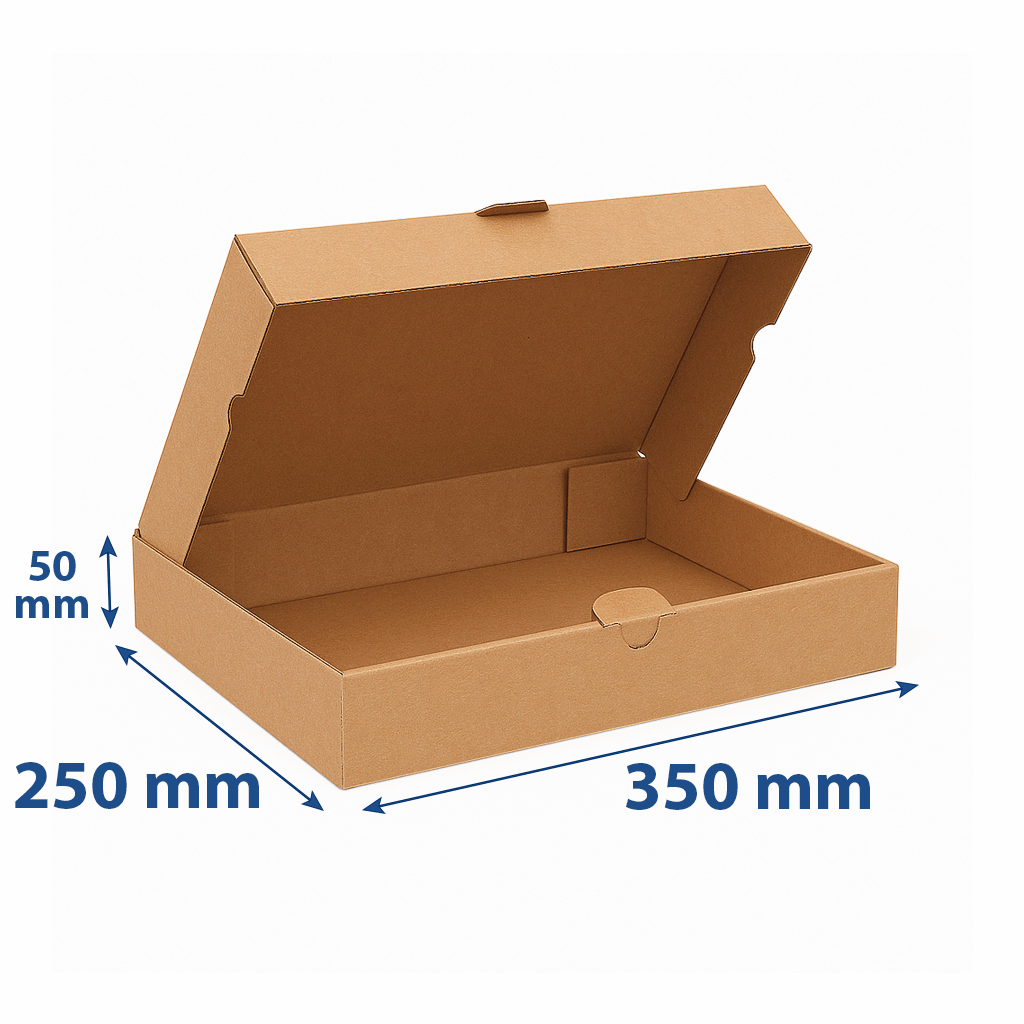 Caja de cartón automontable C2 350x250x50 mm – Microcanal tipo estuche