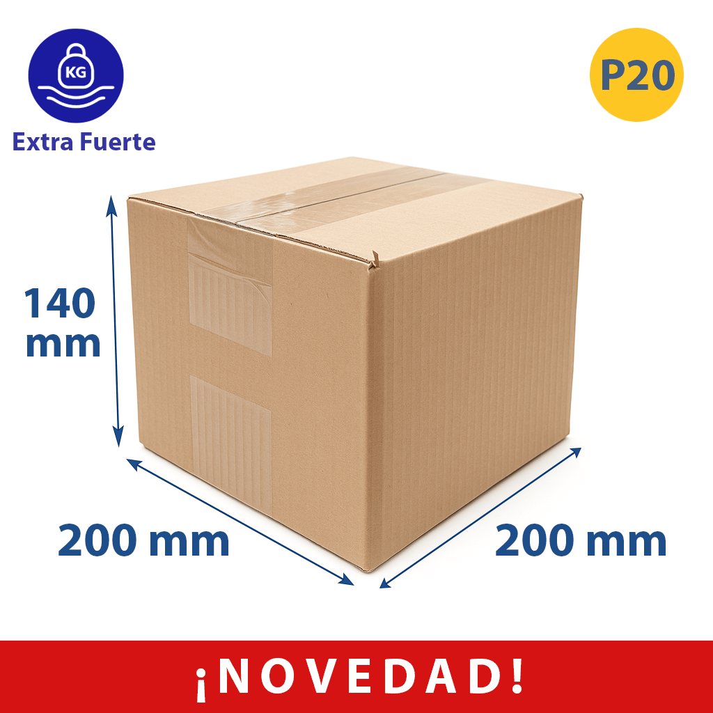 Palet completo de cajas de cartón P20 200 x 200 x 140 mm para embalaje