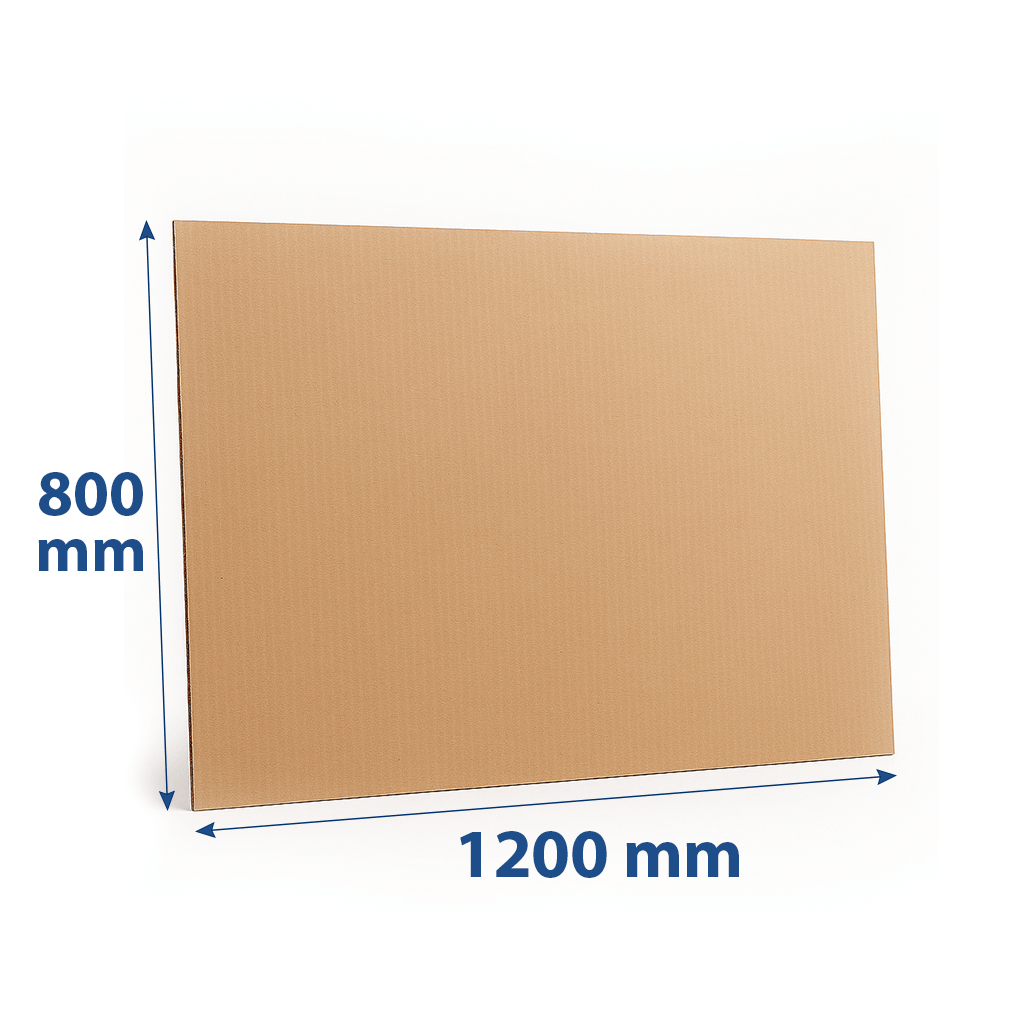 Palet completo de planchas de cartón ondulado 800 x 1200 mm para embalaje