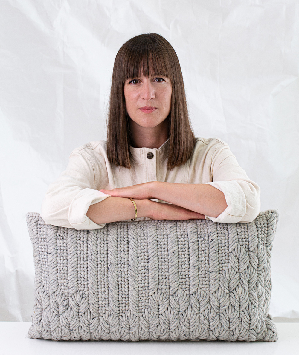 GAN | Canevas Geo Collection: Green square cushion