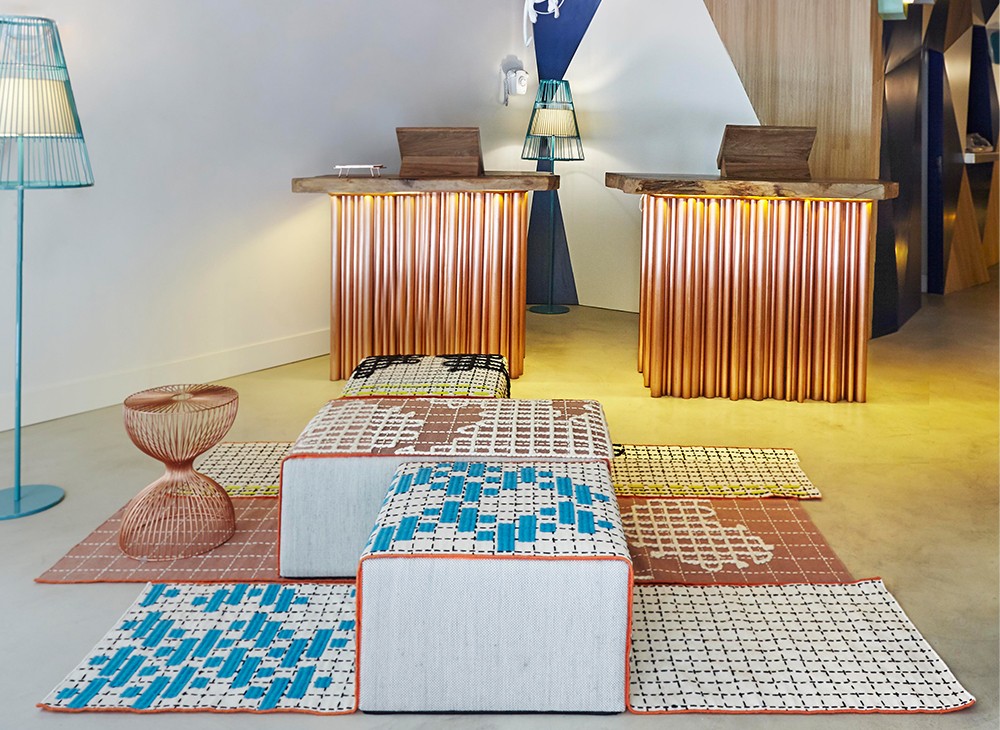 Small Pouf Bandas C Turquoise - GAN Rugs